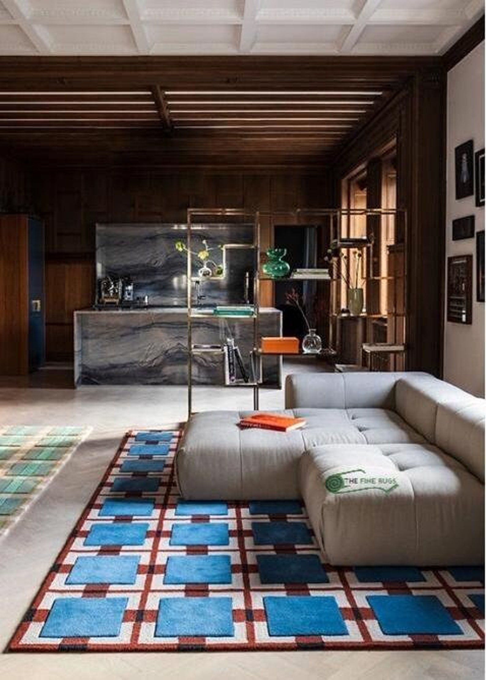 Evelina Kroon-berry Rain Wool Rug Hand Tufted Rug, Blue Geometric ...