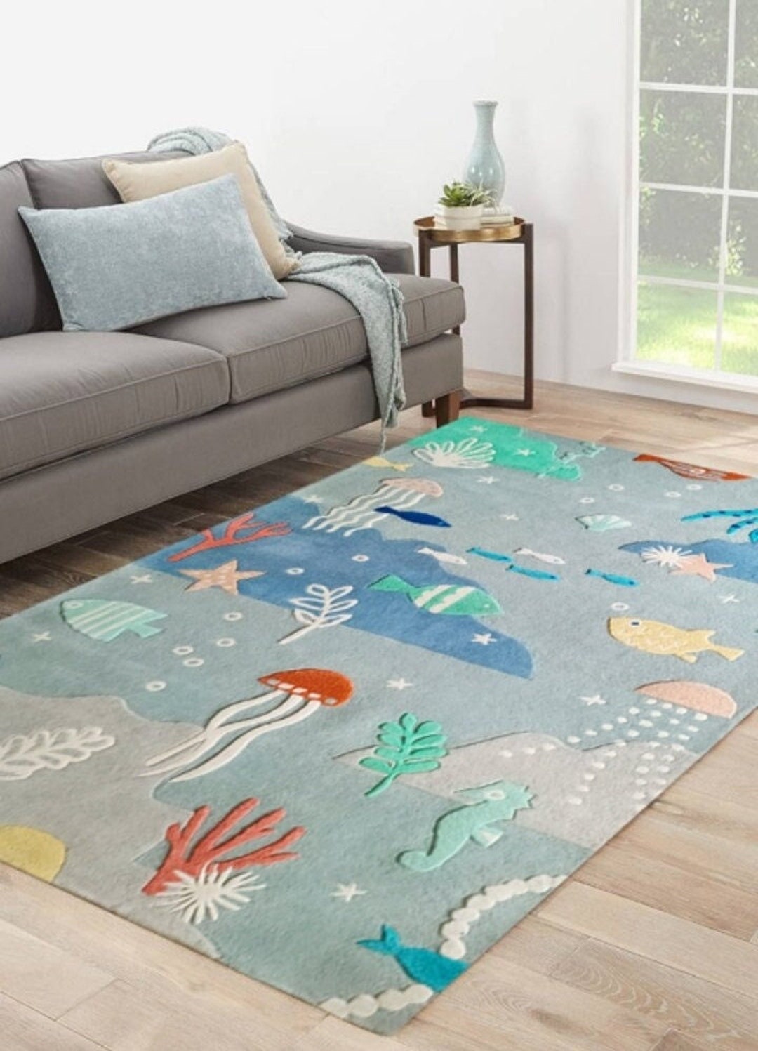 Under the Sea Rug, Hand Tufted Rug, 100% New Zealand Wool Rug ...
