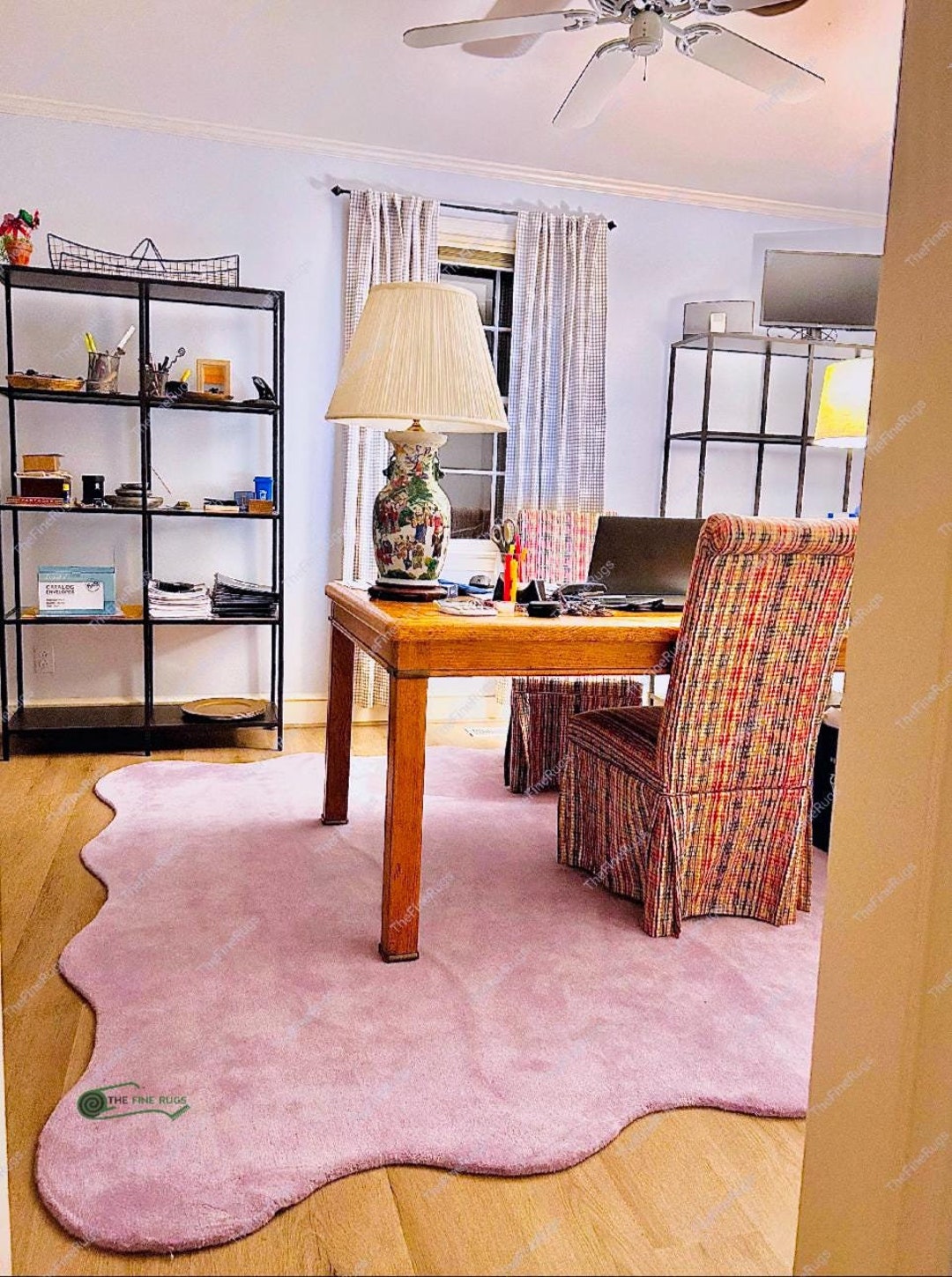 Pink Lavender Scallop Hand Tufted Rug, 100% Fine Wool Rug, Handmade ...