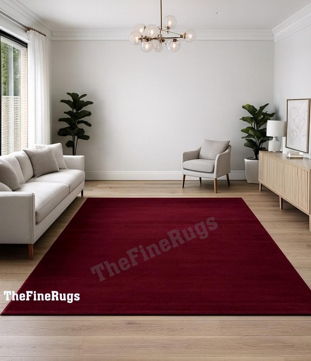 Wine Red Solid Wool Rug | Handmade Burgundy Area Carpet | Plush Modern ...