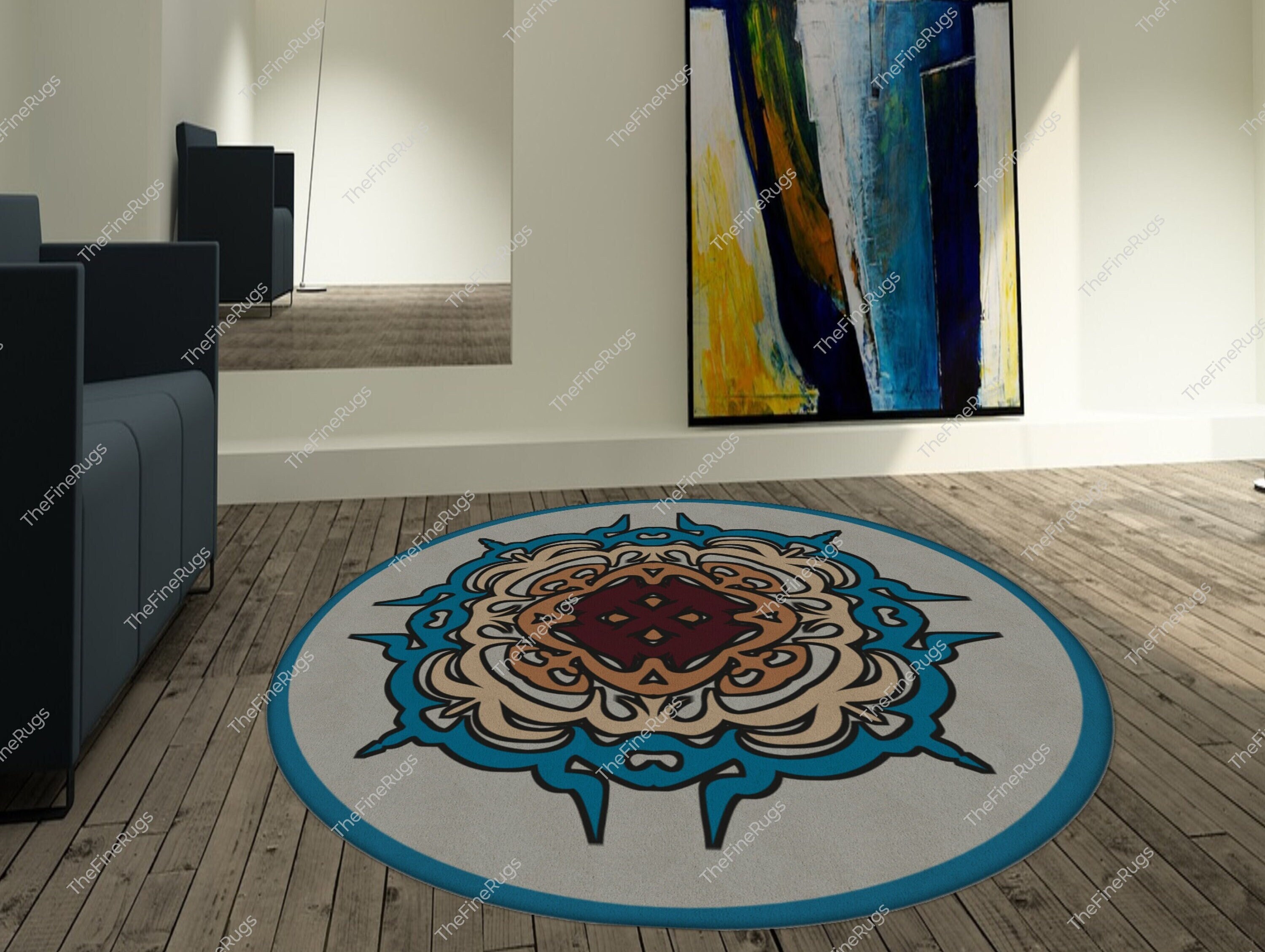 Round Shaped Hand Tufted New Rug Made of 100% New Zealand Wool Area Rug ...