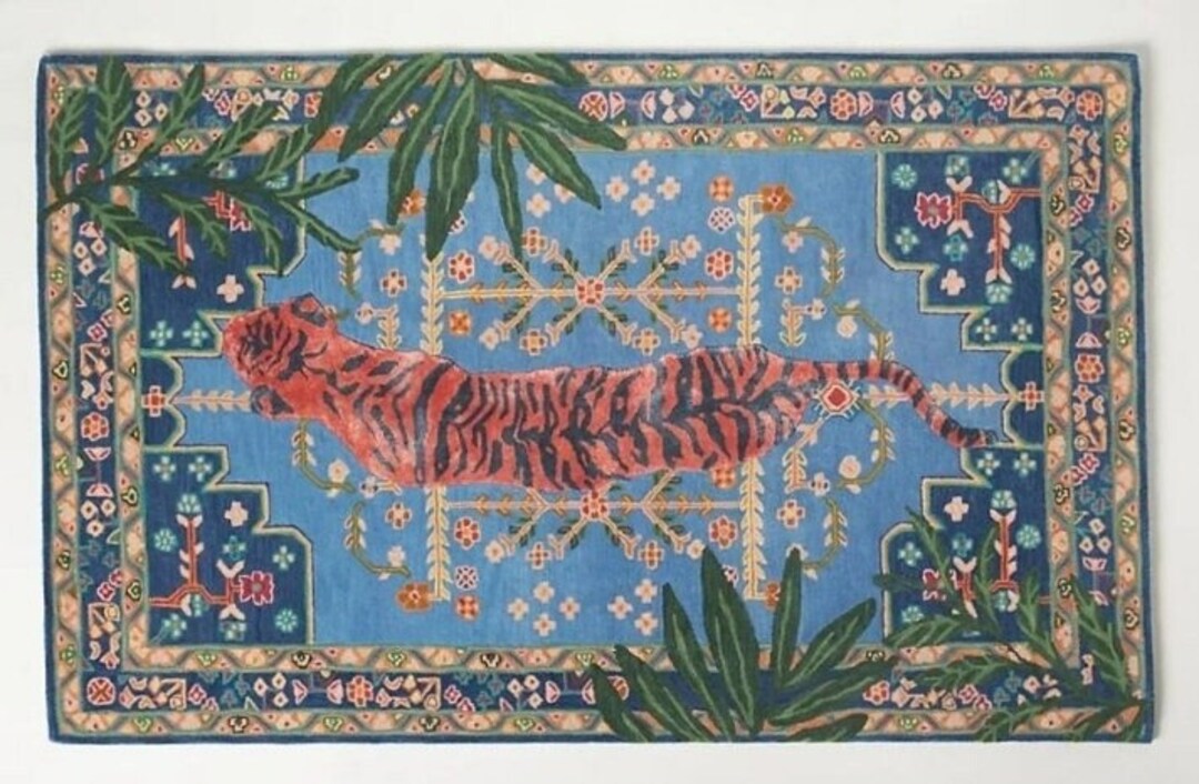 Bengal Tiger Persian Hand Tufted Rug Made of 100% Wool handmade Area ...