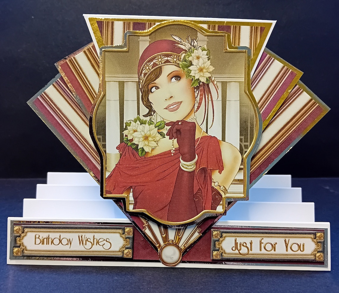 Birthday Card - Female Art Deco - Etsy UK