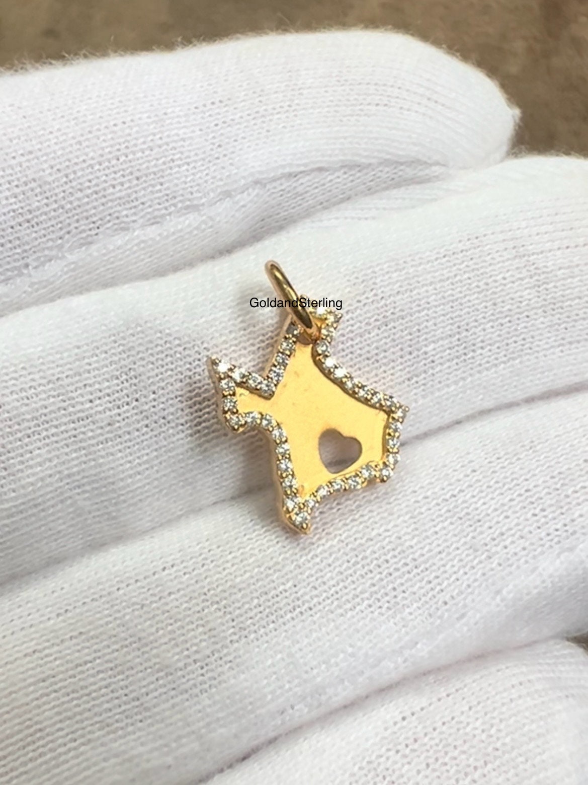 14k Solid Gold Texas Flag Diamond Pendant, Beautiful TEXAS Yellow Gold ...