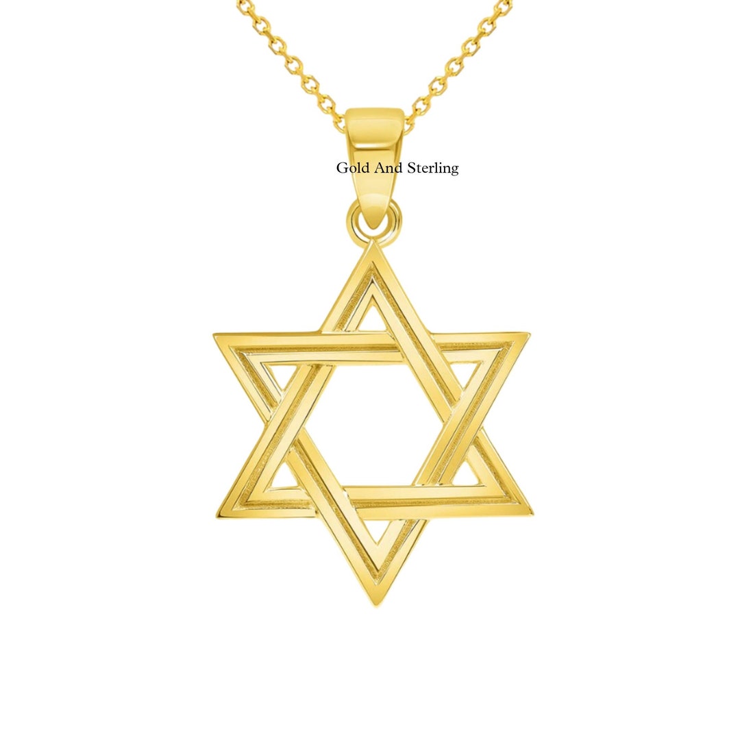 925 Silver & 14k Solid Gold Messianic Star of David, 925 Silver ...