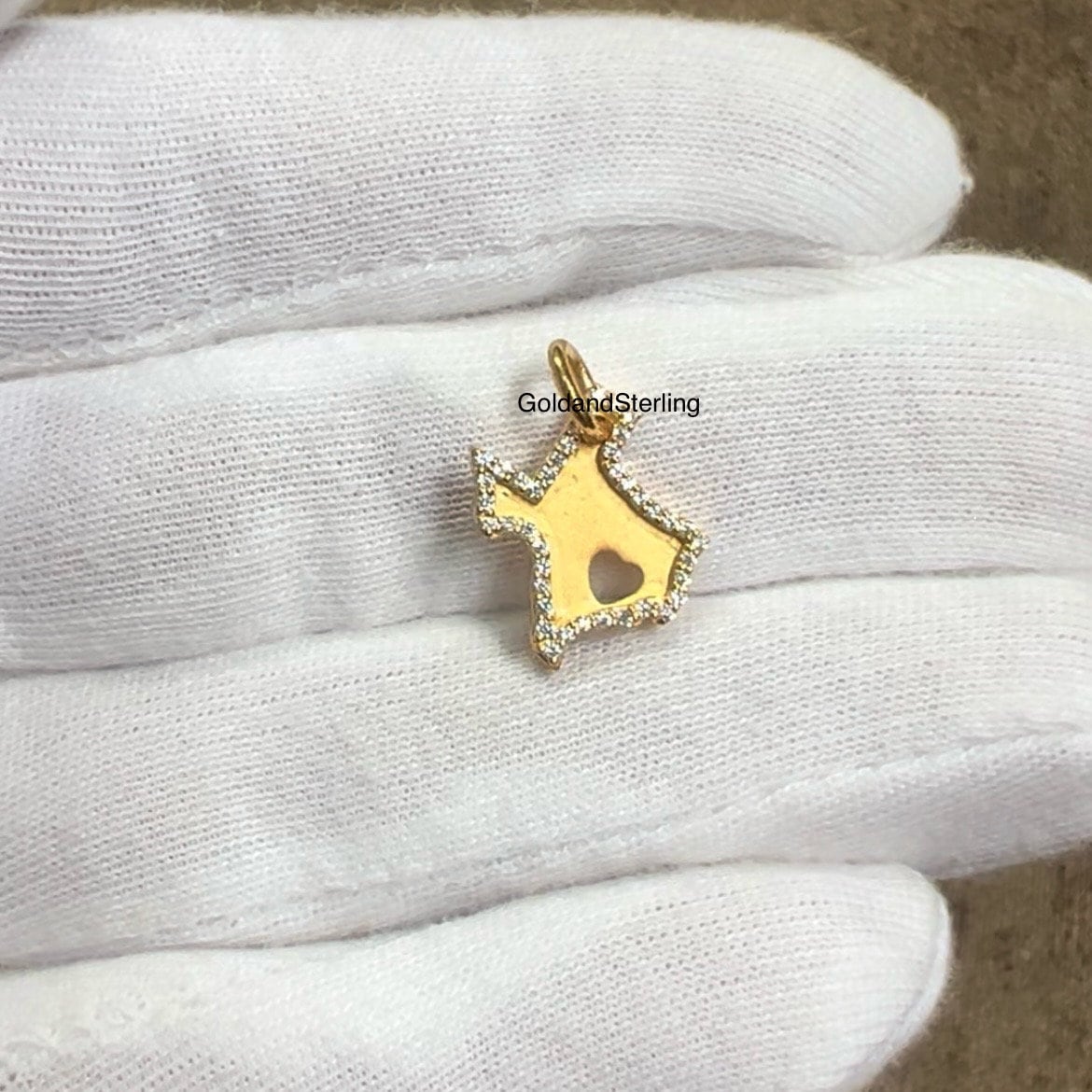 14k Solid Gold Texas Flag Diamond Pendant, Beautiful TEXAS Yellow Gold ...