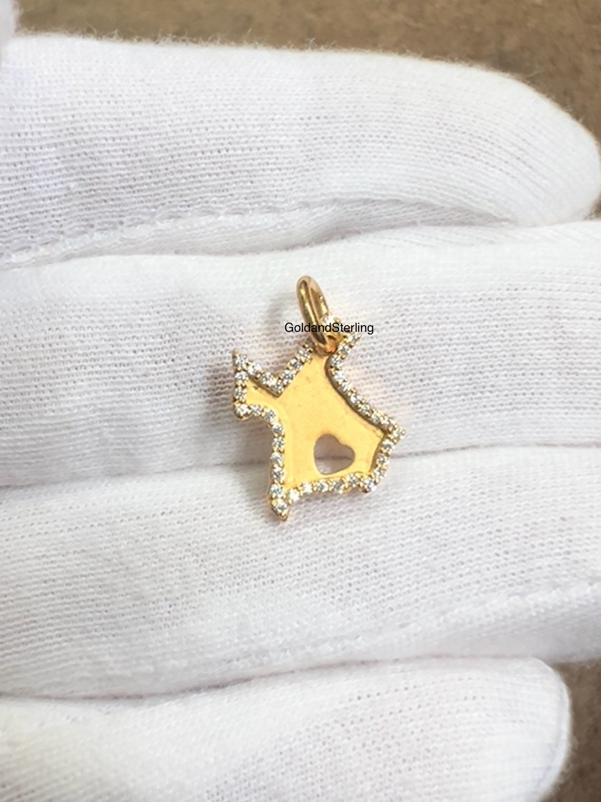 14k Solid Gold Texas Flag Diamond Pendant, Beautiful TEXAS Yellow Gold ...
