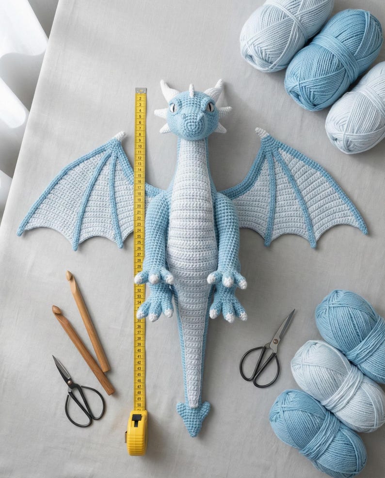 Armored Ice Dragon Crochet Pattern PDF, Waffle Texture Amigurumi ...