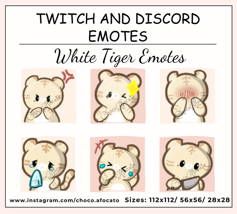Twitch Emotes Discord Emotes Pack 6 Cute White Tiger - Etsy