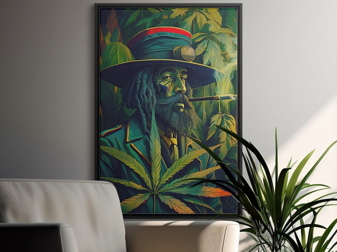 Fantasy Cannabis Rastafarian Art Canvas Print, Colorful Reggae Style ...