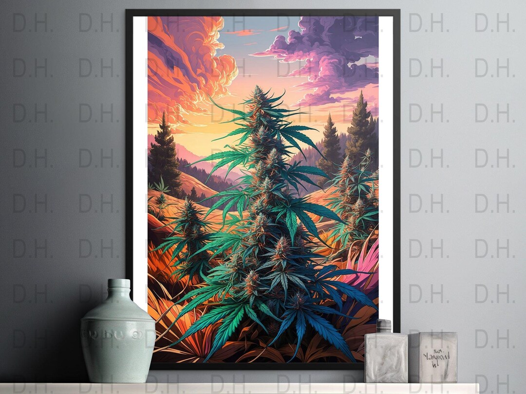 Cannabis Svg Digital Poster, Weed Art Print, Marijuana Wall Decor ...
