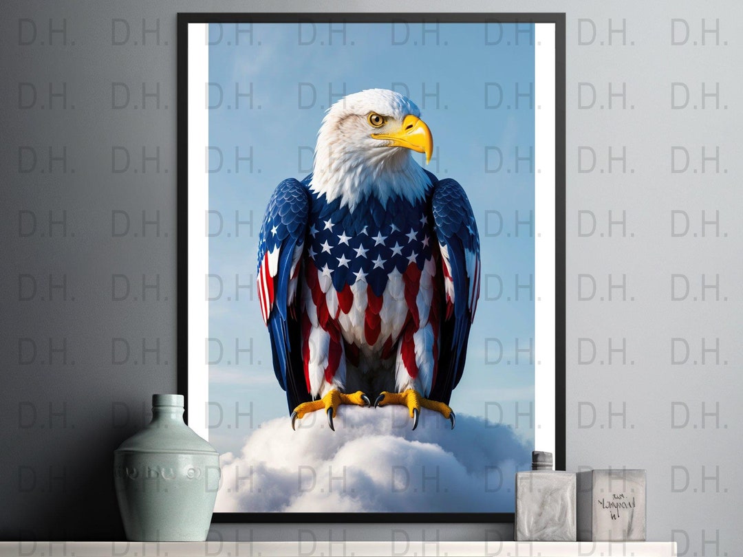 American Flag Eagle Art Print: Patriotic Wall Decor (digital Download ...