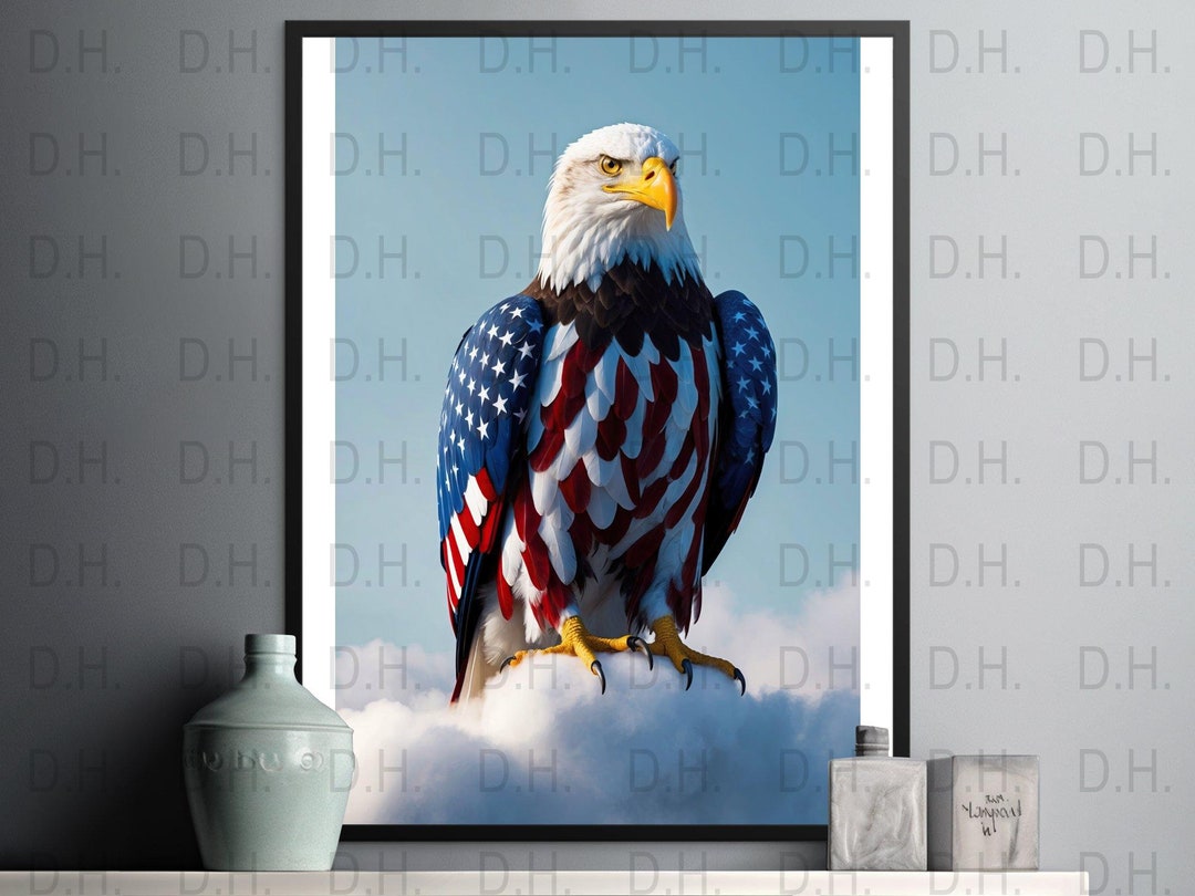 American Bald Eagle Patriotic Svg, Png Digital Poster, USA Flag Eagle ...