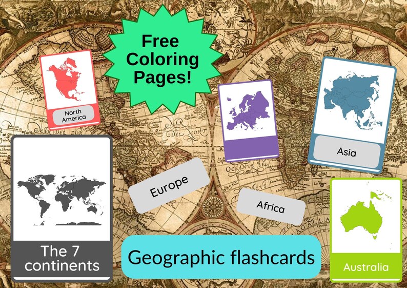 7 Continents Flashcards, Kids Flashcards, Continents Names, Flashcards ...