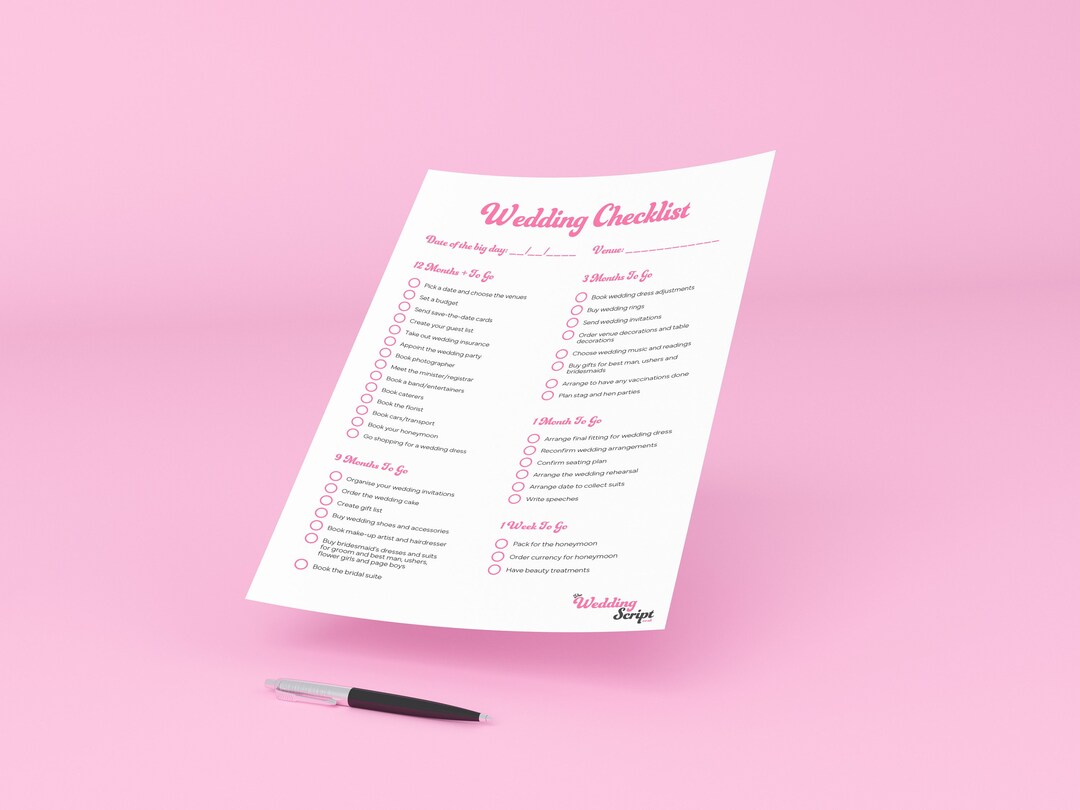 Complete Printable Wedding Checklist: Your Ultimate Guide to a Perfect ...
