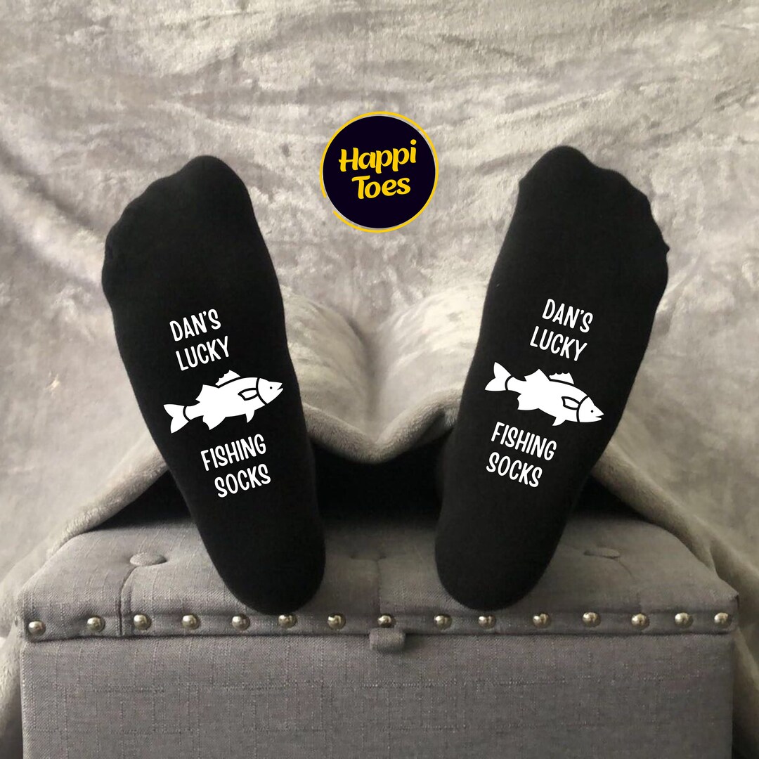 Personalised Lucky Fishing Socks, Custom Fishing Socks, Personalised ...
