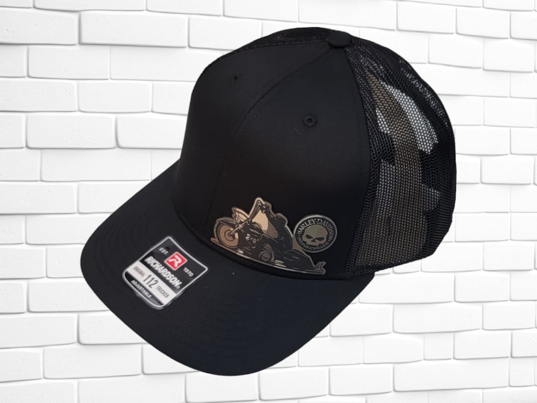 Harley Davidson Bagger Camo Cholo Leather Patch Hat Black/black ...