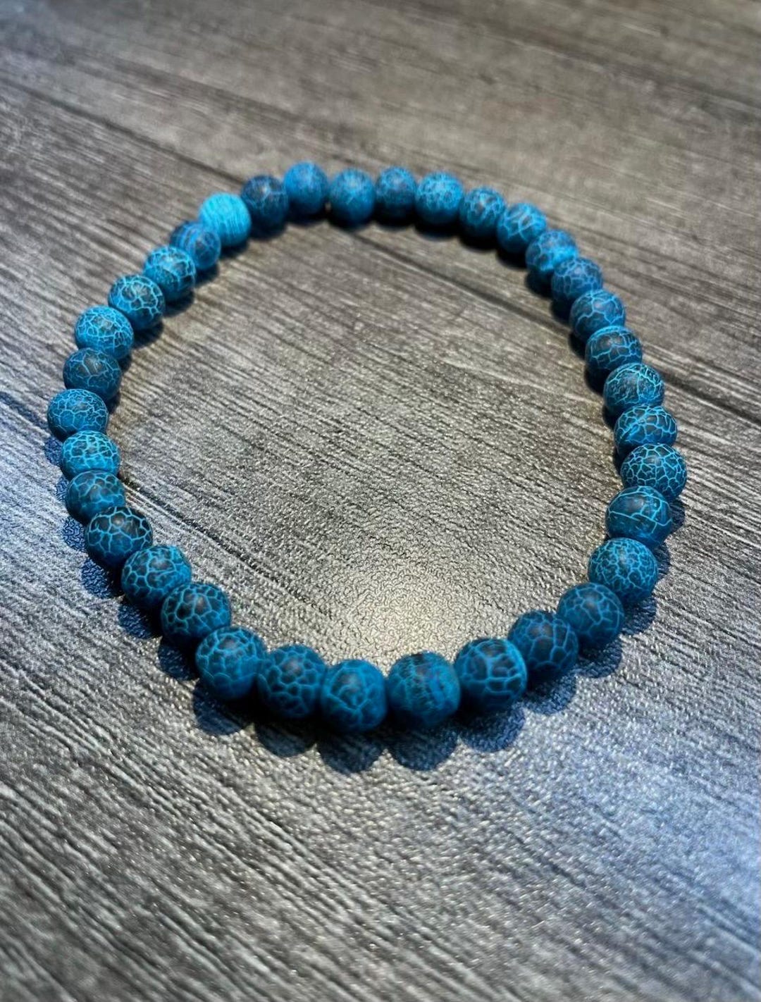 Deep Blue Matte Agate Crackled Dragon Natural Stone - Etsy