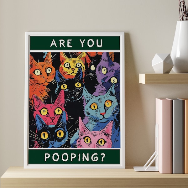Cat Are You Pooping Poster - Etsy