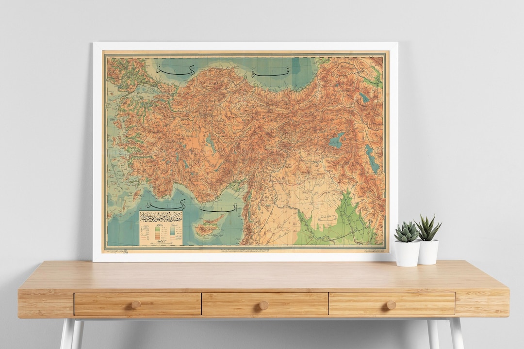 Turkish Art, Map of Turkey 1923, Historical Istanbul, Old Byzantine - Etsy