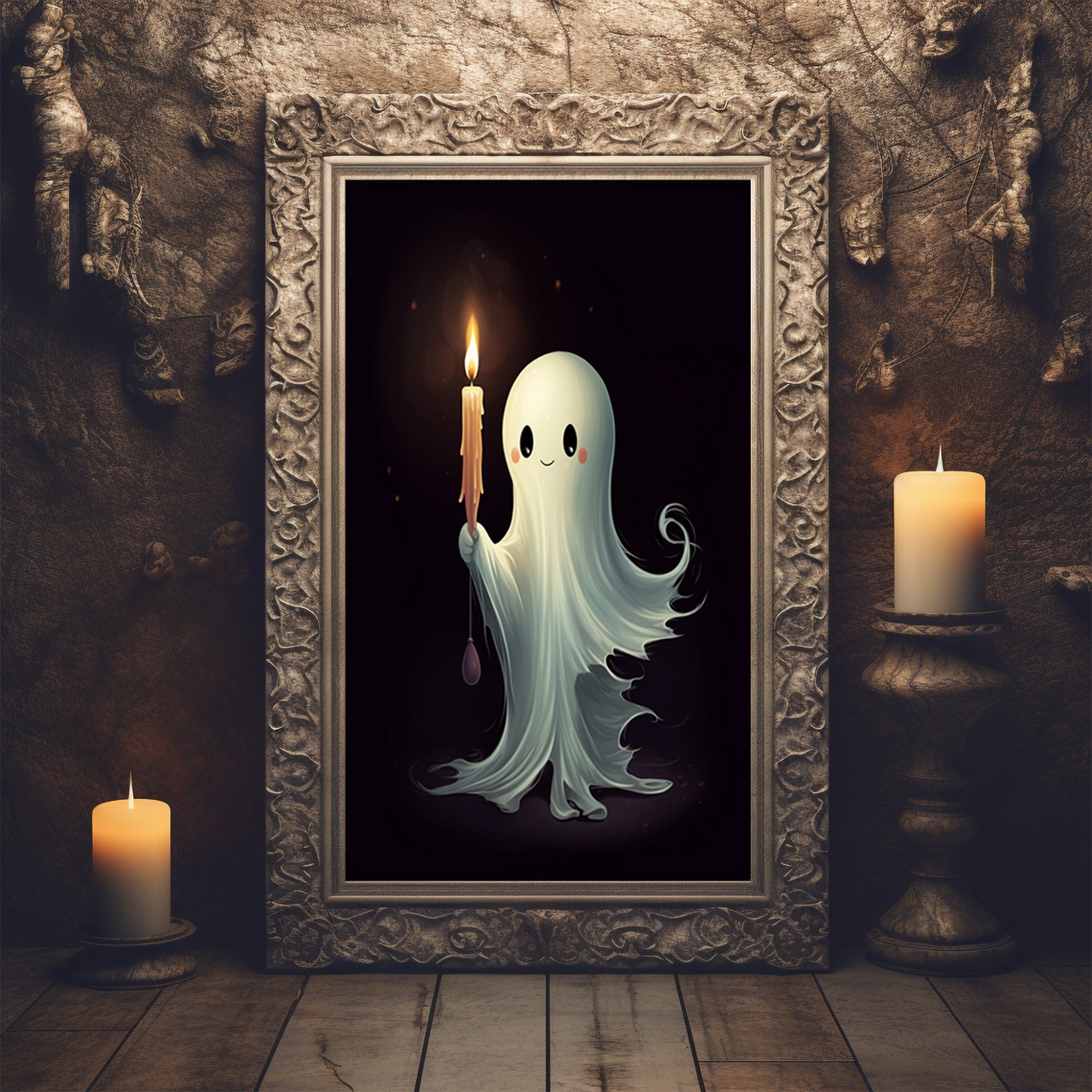 Ghost Candle Holder, Haunting Ghost, Ghost Painting, Ghost Art Print ...