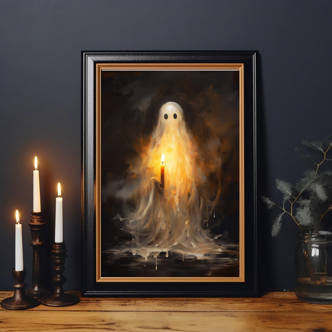 Ghost Candle Holder, Haunting Ghost, Ghost Painting, Ghost Art Print ...