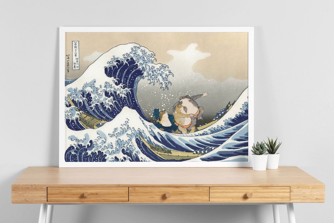 Frog Wall Art, Grumpy, Frogs by Utagawa Kuniyoshi in the Great Wave by ...