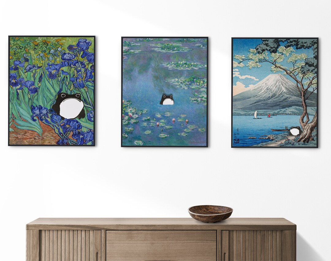 Frog, Matsumoto Hoji, Grumpy, Unimpressed Frog by Van Gogh and Monet ...