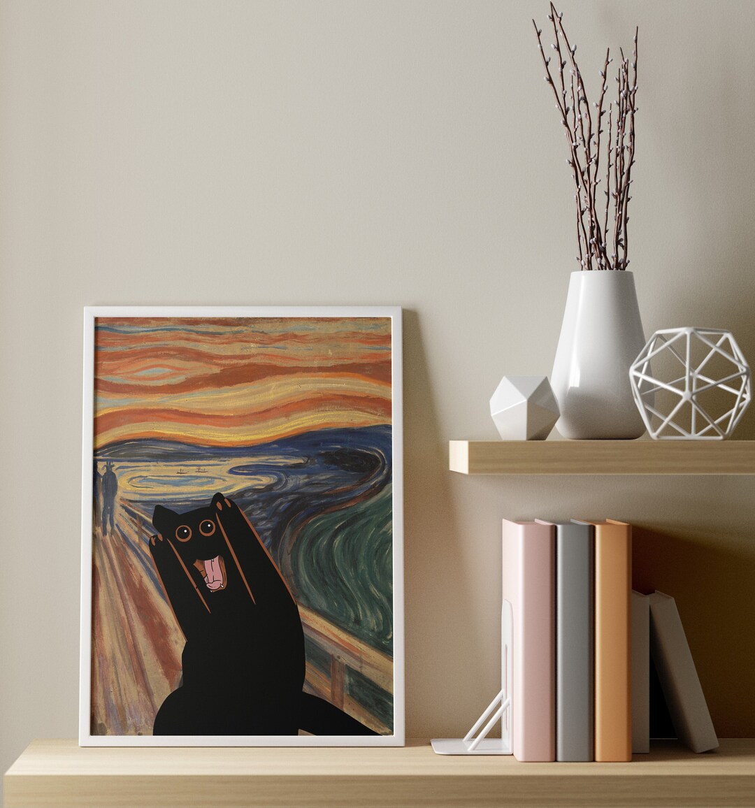 Cat Print Vincent Edvard Munch, Cat Print, the Scream Cat Poster, Cat ...
