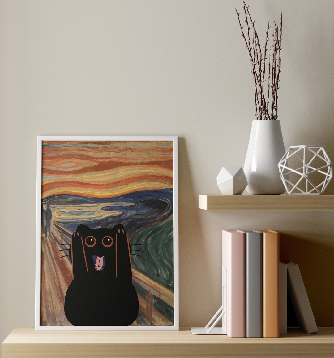 Cat Print Vincent Edvard Munch, Cat Print, the Scream Cat Poster, Cat ...