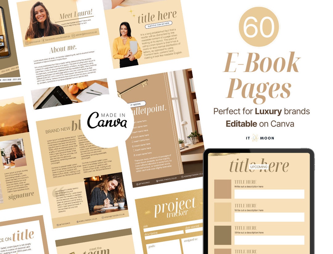 60 Gold E-book Pages | Luxury E-book Templates | Aesthetic Lead Magnet ...
