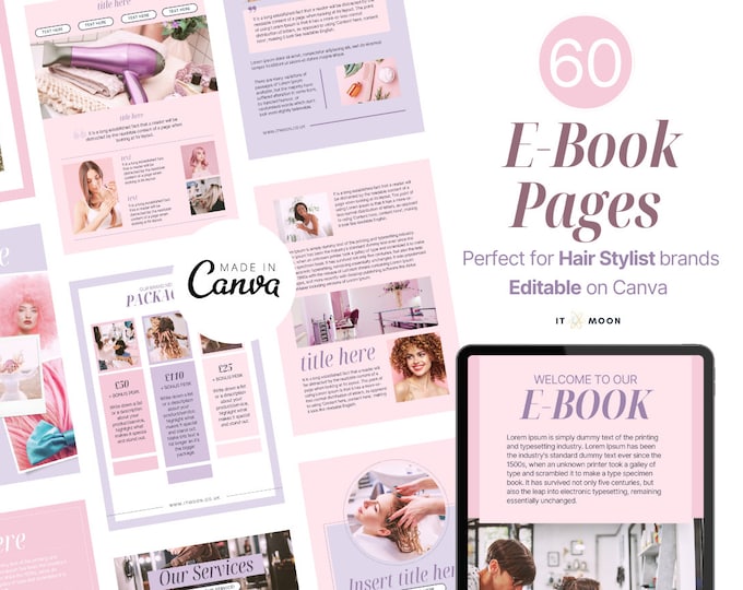 60 Hair Stylist E-book Pages | Beauty E-book Templates | Hair Salon ...