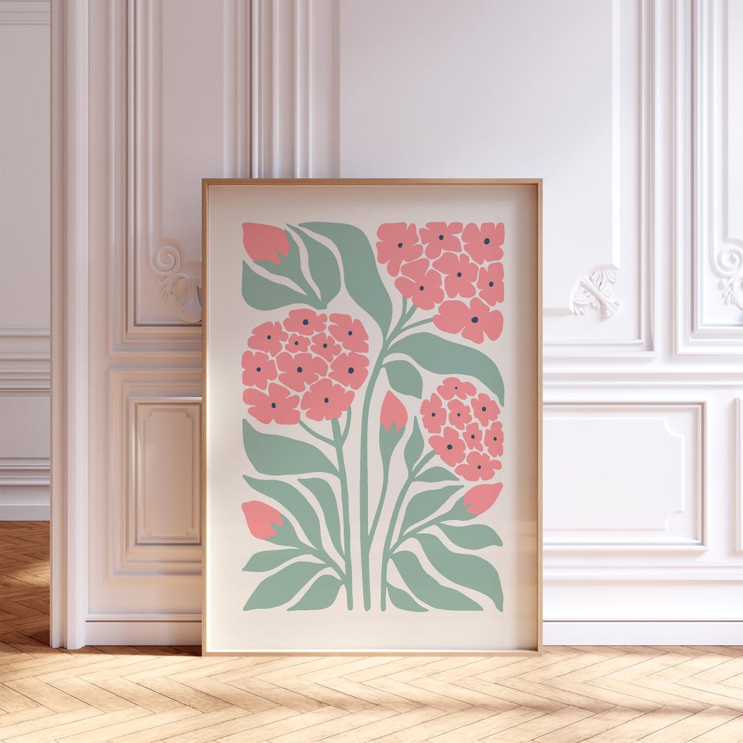 Matisse Style Botanical Print: Abstract Green & Pink Modern Art ...