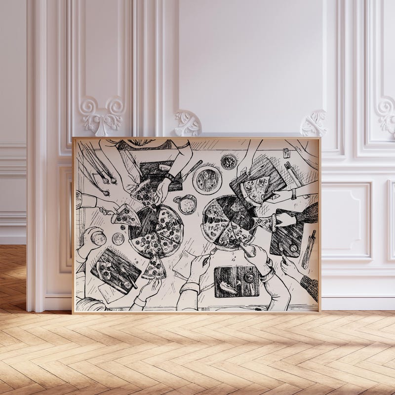Horizontal Dinner Party Art - Etsy