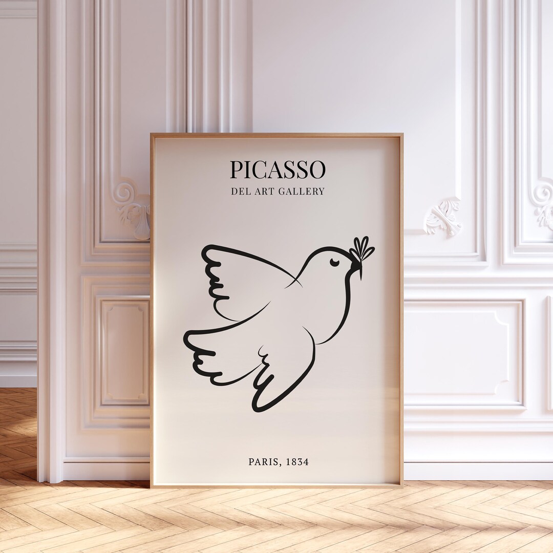 Picasso Dove Wall Art, Dove of Peace Line Art Print, Pablo Picasso ...