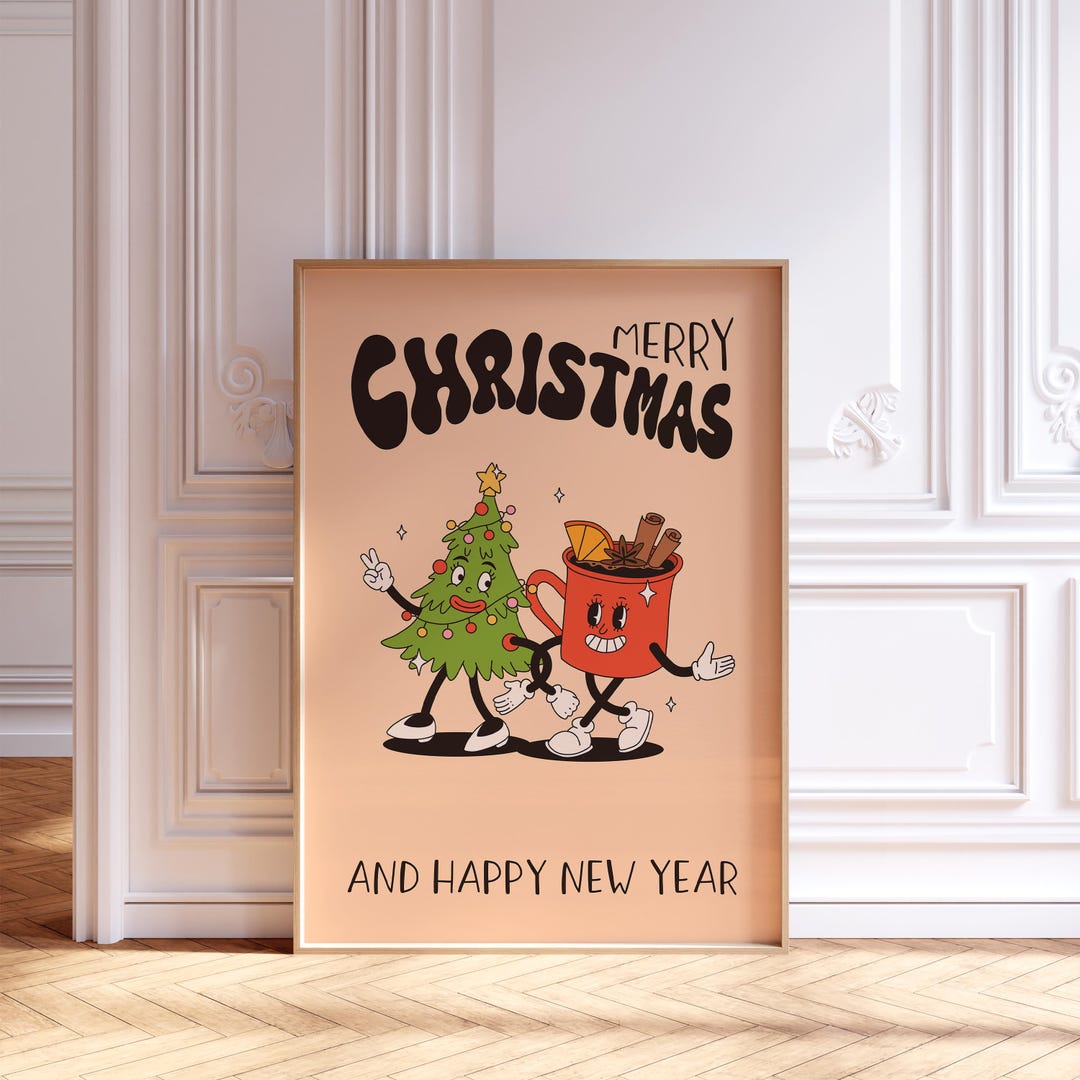 Funny Christmas Poster, Hot Cocoa and Tree, Cute Cocoa Character ...