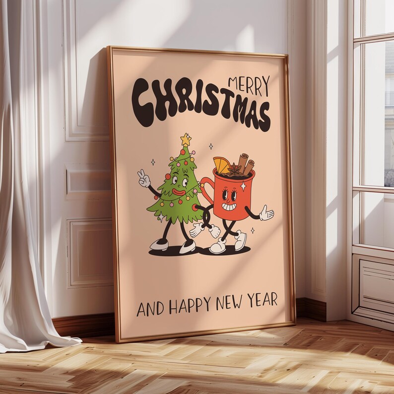 Funny Christmas Poster, Hot Cocoa and Tree, Cute Cocoa Character ...