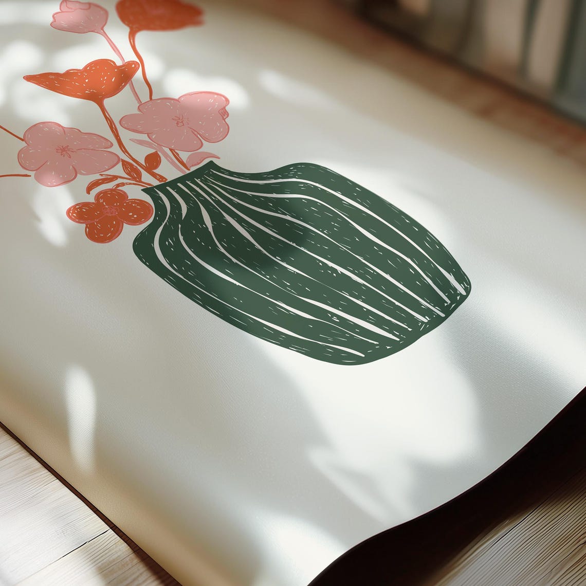 Vase Flower Bouquet Print: Hand-drawn Botanical Wall Art (digital ...
