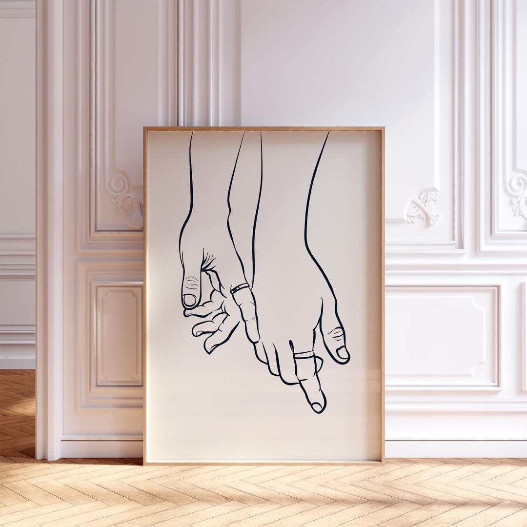Lovers Hands Print, Lovers Line Art, Flirting Hands – Digital Download ...