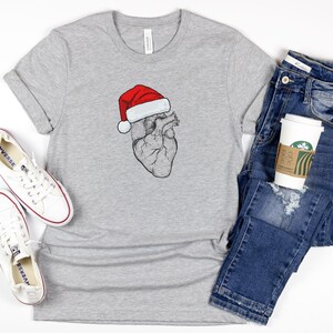 Christmas Nurse Shirt Heart Anatomy Shirt Santa Heart Tee Cath Lab RN ...