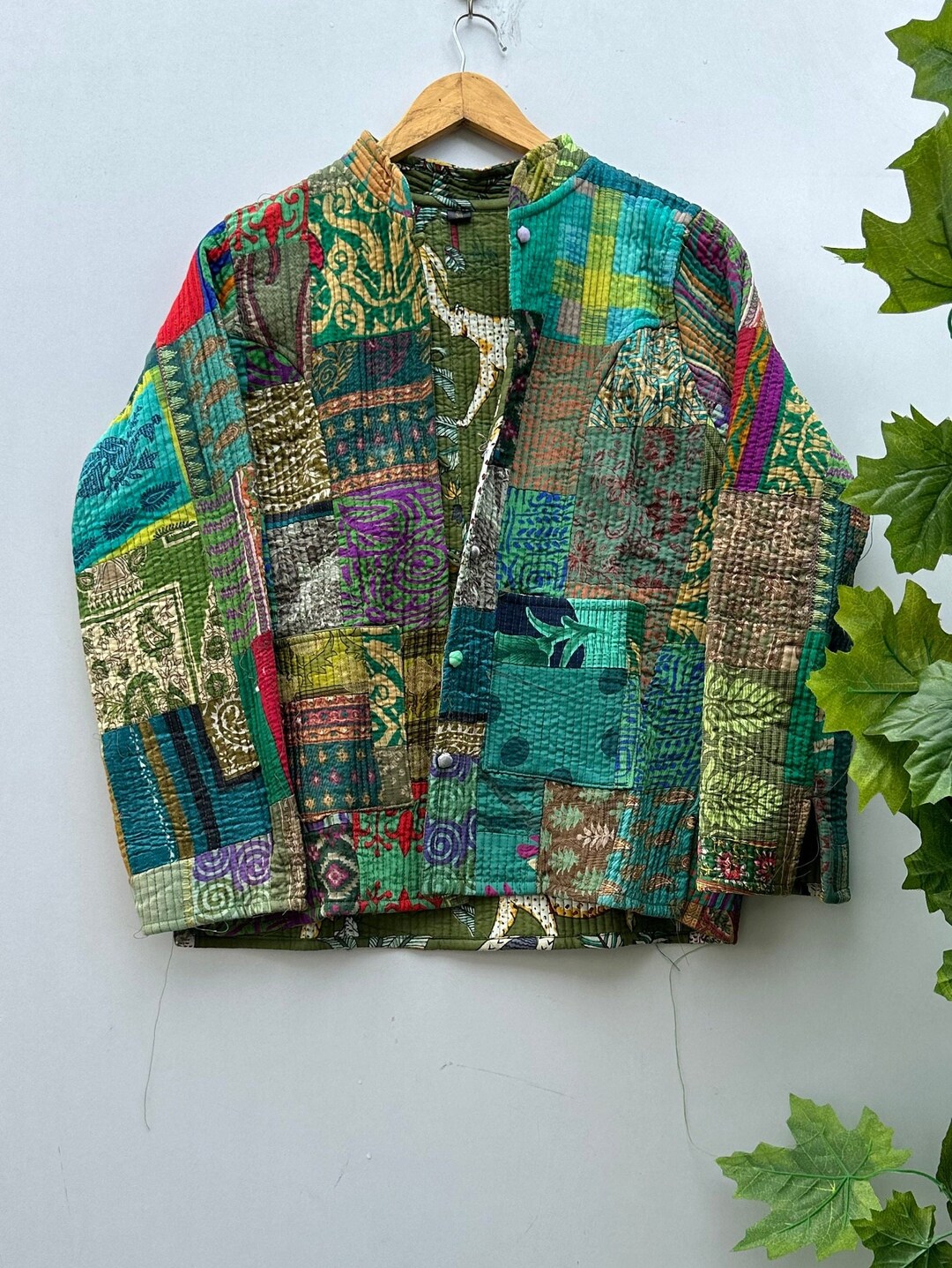 Womens Patchwork Jacket|vintage Colourful Printed Outerwear | Loose Fit ...