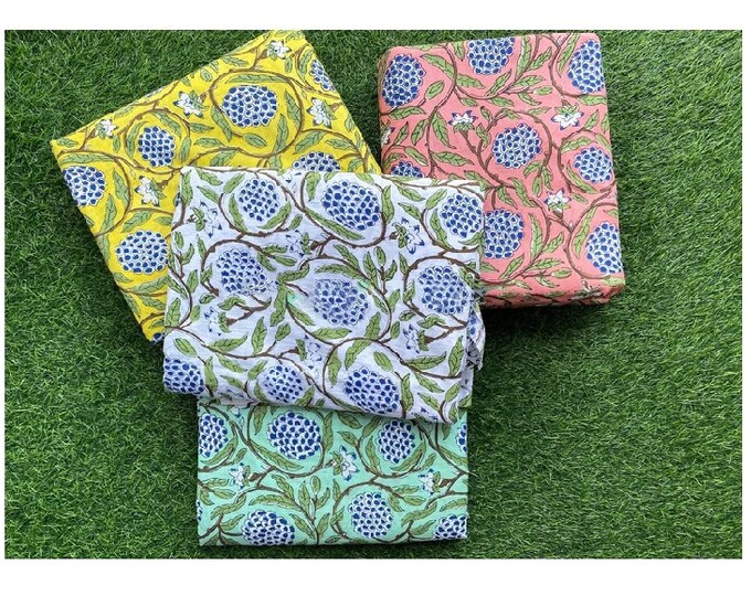 Hand Block Printed Cotton Fabric: Indian Poplin Quilting Fabric - Etsy