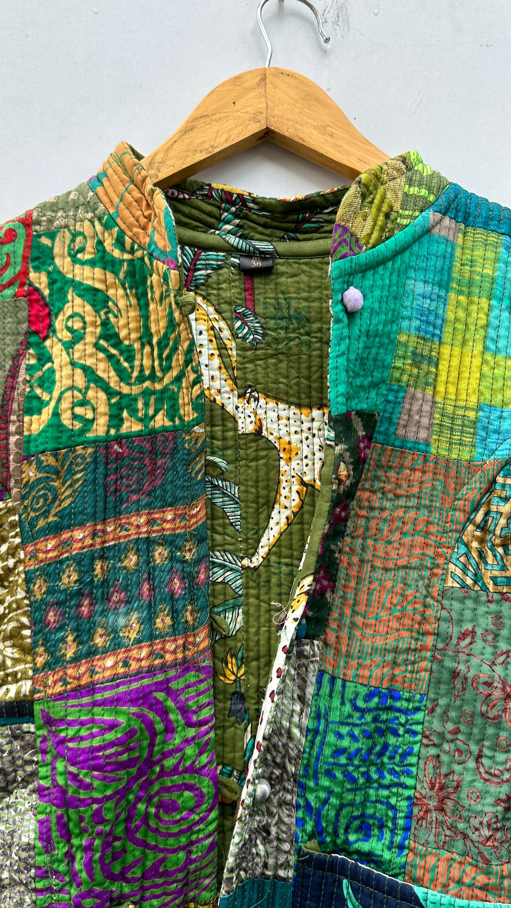 Womens Patchwork Jacketvintage Colourful Printed Outerwear Loose Fit ...