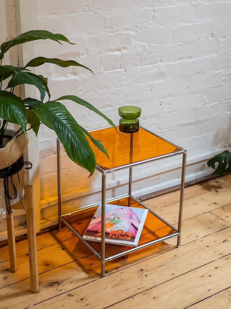 Mid-century 2-tier Bedside Sofa Table: Coffee Table and Bookshelf for ...