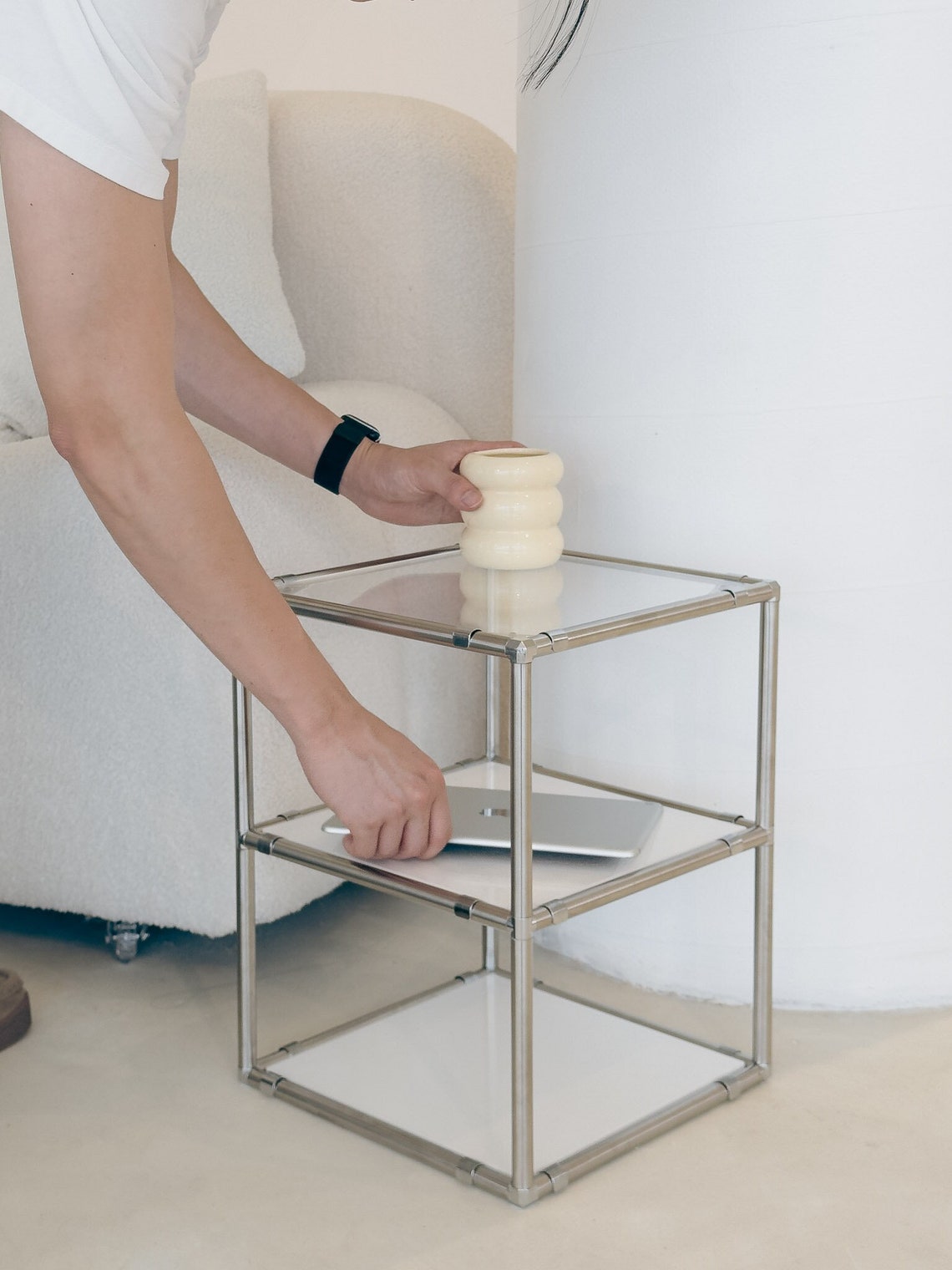 Mugu Mid-century 3-tier Bedside Table: Small Shelves for Stylish ...