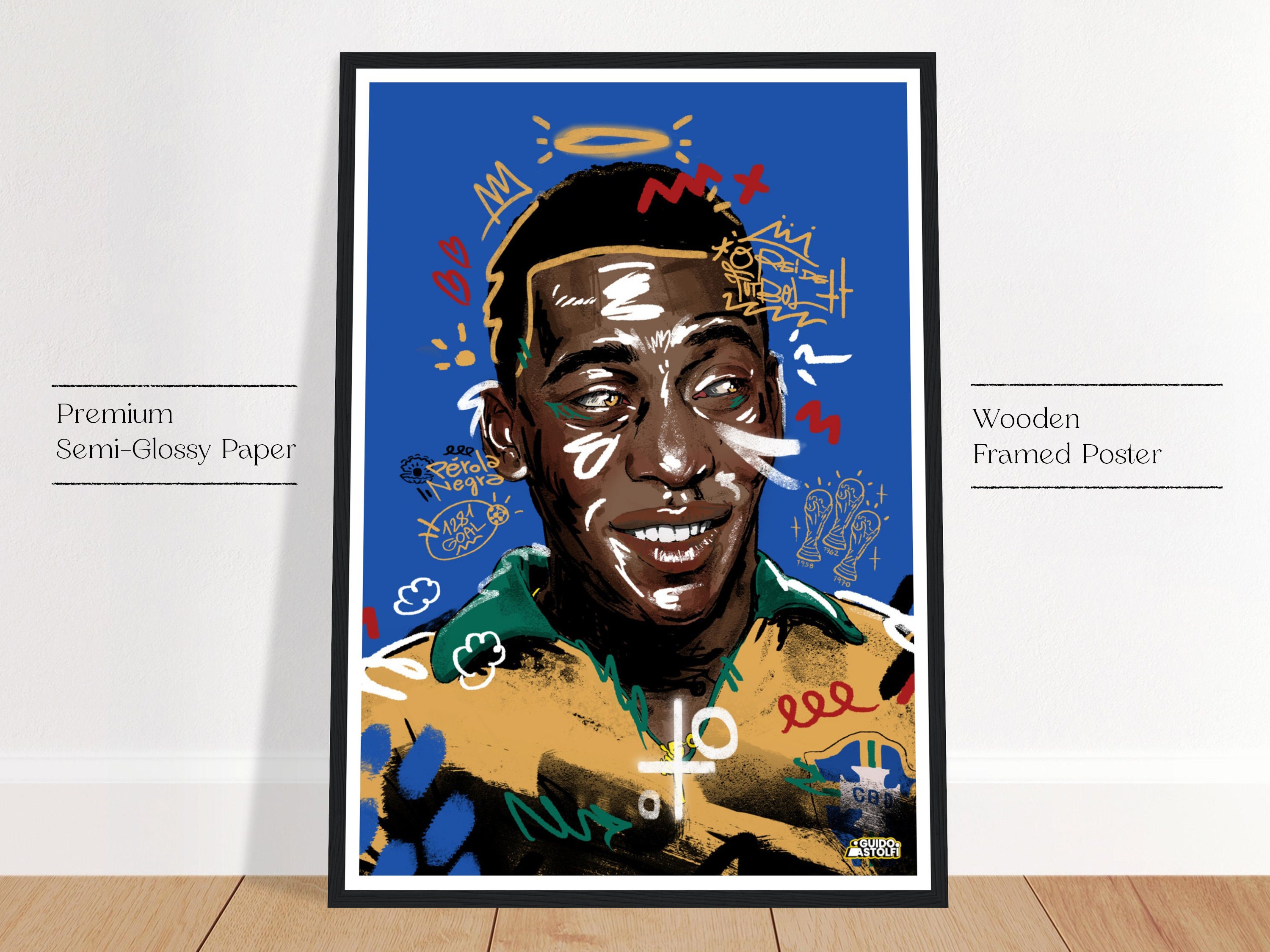 Poster Pelé Illustration Football Prints Pelè Poster Wall Art - Etsy