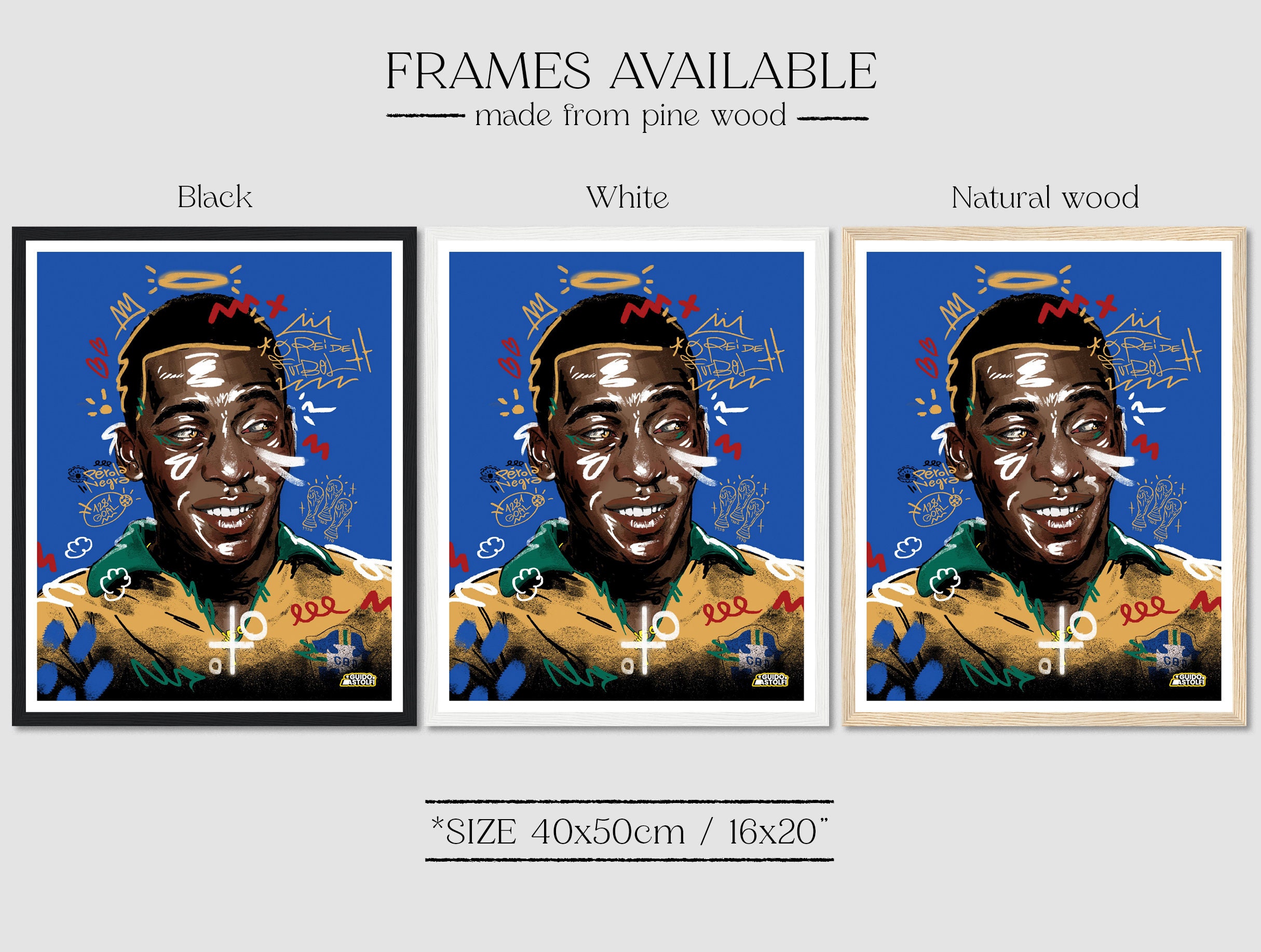 Poster Pelé Illustration Football Prints Pelè Poster Wall Art Pelè Art ...
