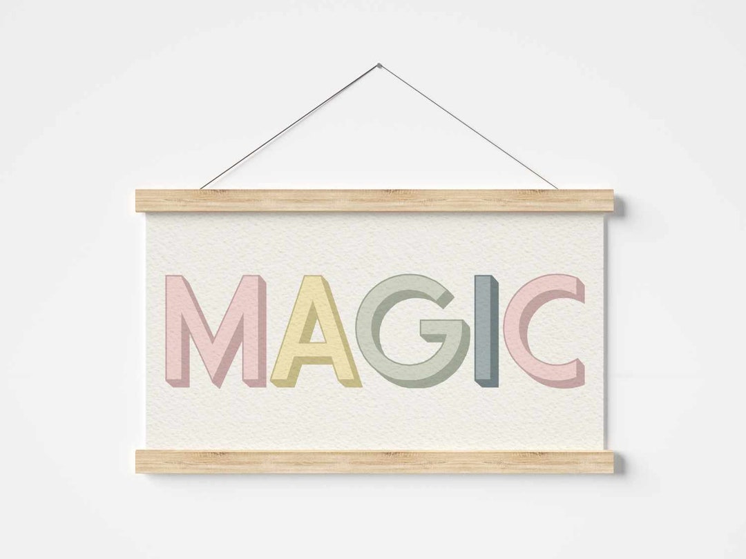 Magic Hanging Poster Pink Pastel Girl's Room Art Digital Prints Magic ...