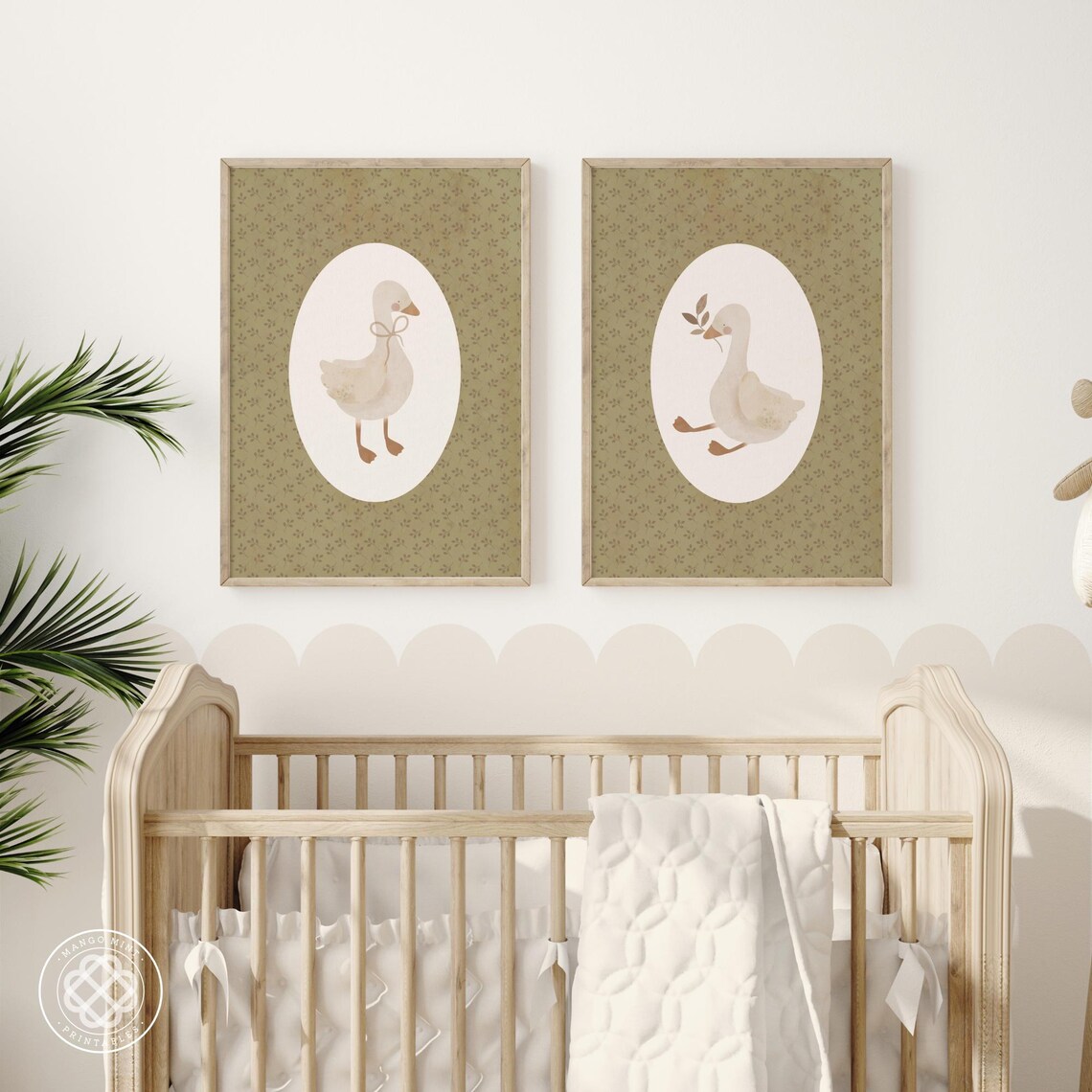 Antique Storybook Geese, Olive Green Nursery Decor, Silly Goose Poster ...