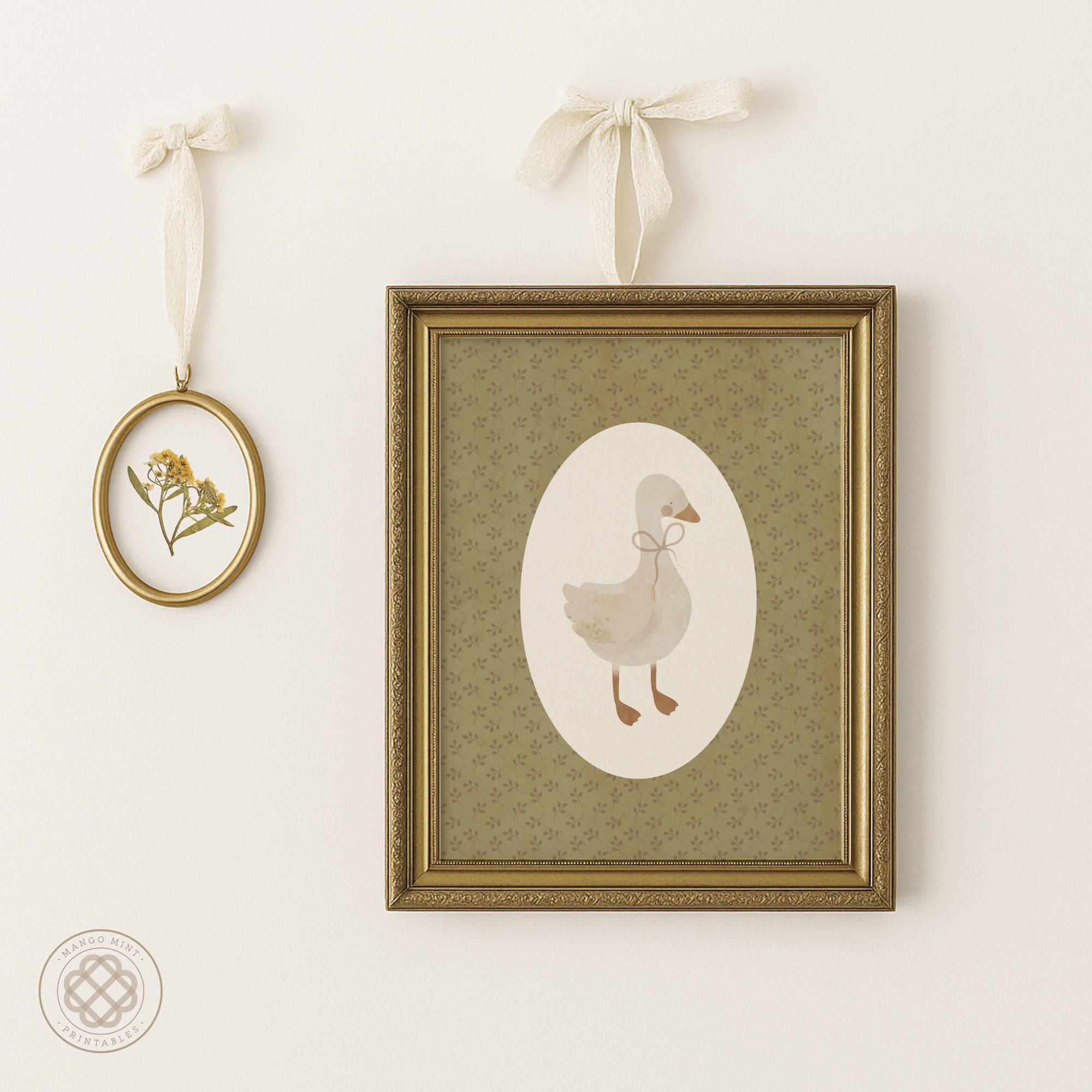 Antique Storybook Geese, Olive Green Nursery Decor, Silly Goose Poster ...